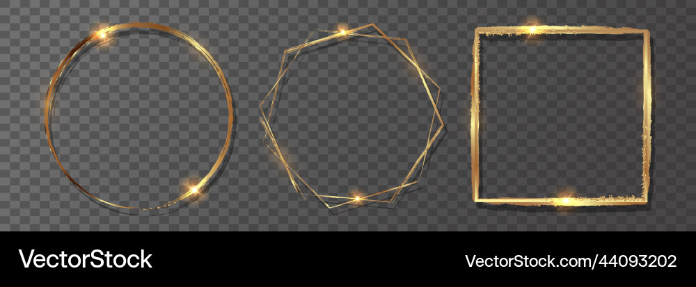 Set of golden realistic frames shiny borders Vector Image
