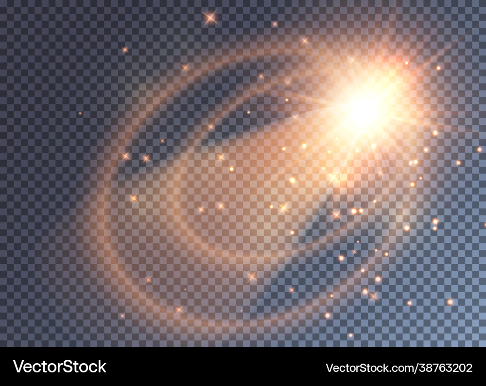 Simple orange sun with halo and particles Vector Image