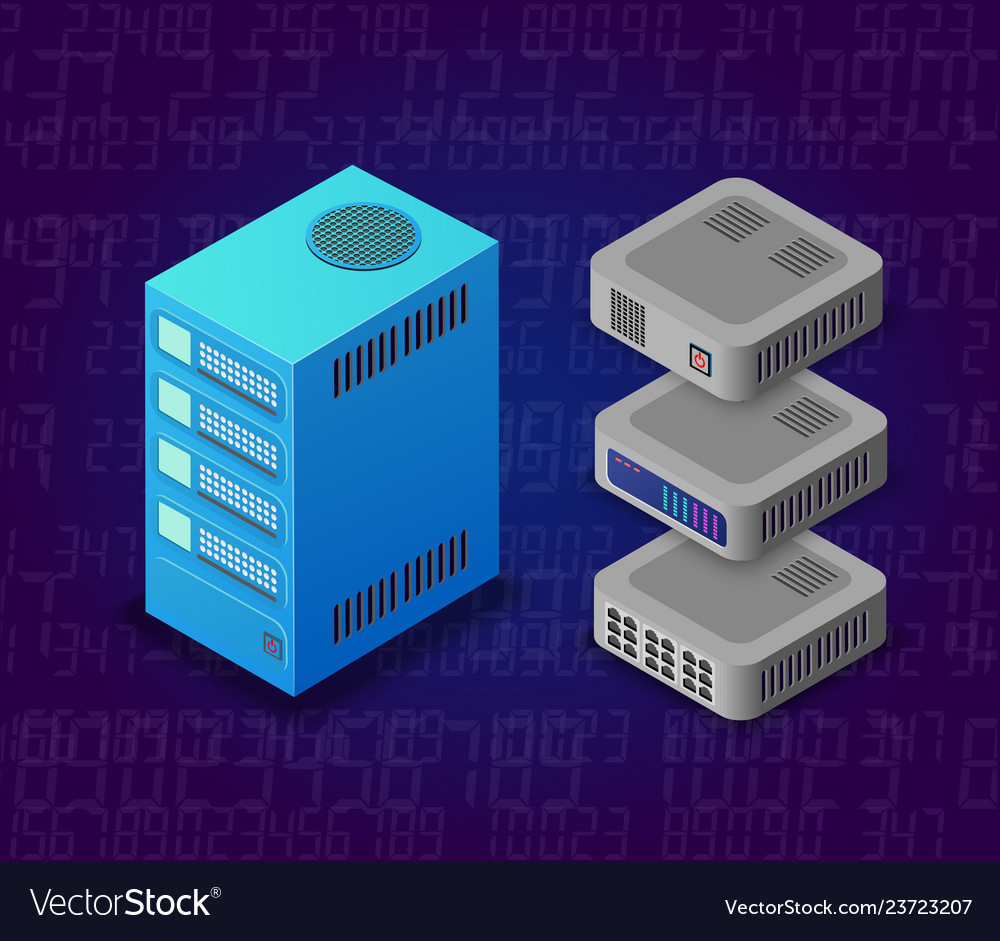3d server network technology Royalty Free Vector Image