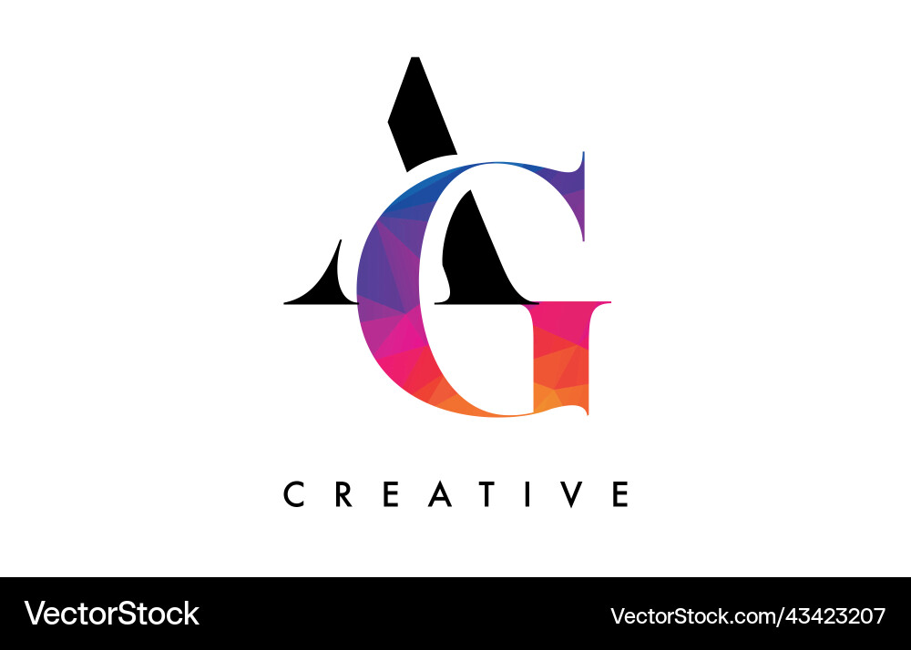 Ag letter design with creative cut and colorful Vector Image