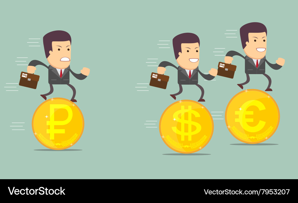 Business people on the coins run Royalty Free Vector Image