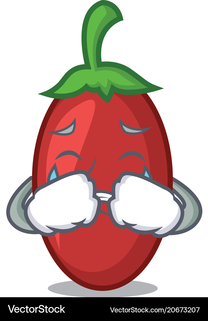 Crying goji berries mascot cartoon Royalty Free Vector Image