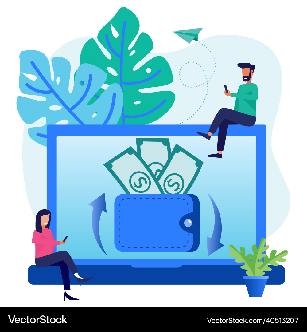 Graphic cartoon character of e wallet Royalty Free Vector