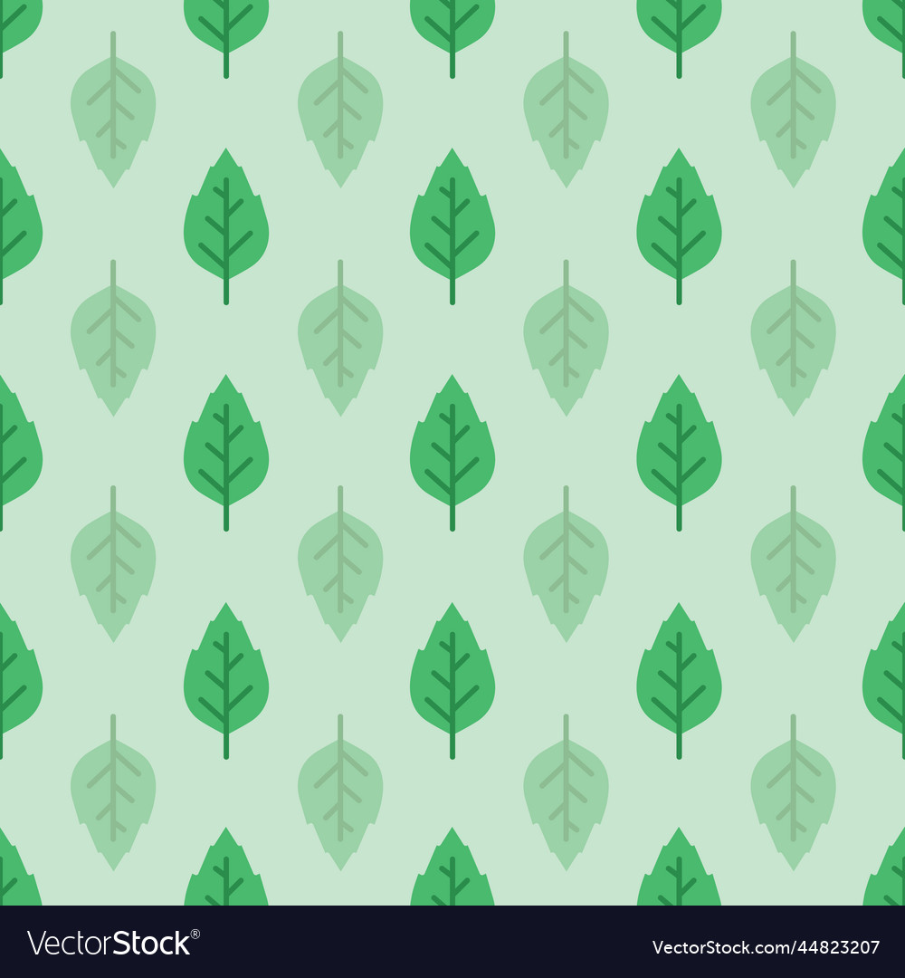 Green Elm Leaves Repeat Pattern Background Vector Image