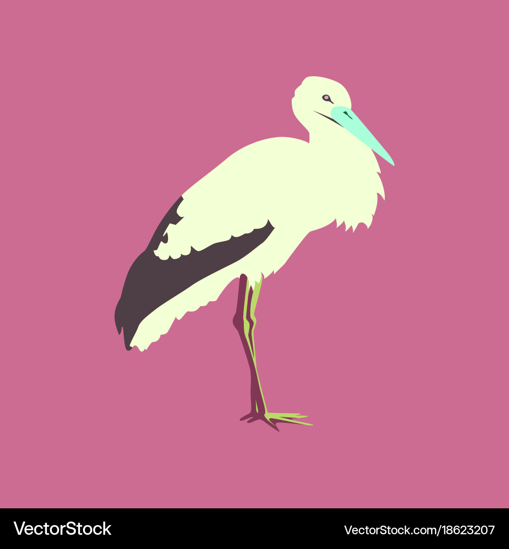 In flat style of stork Royalty Free Vector Image