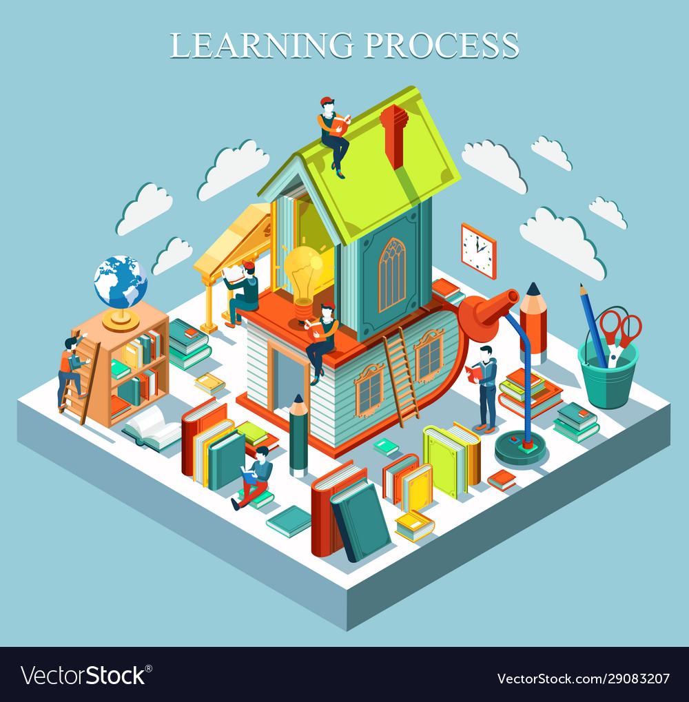 Learning process online education isometric Vector Image