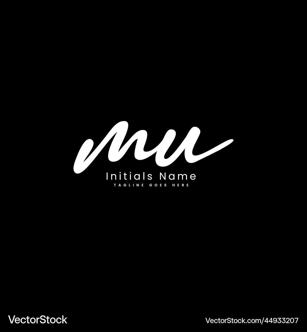M u mu initial letter handwritten signature Vector Image