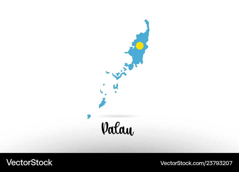 Palau country flag inside map contour design icon Vector Image
