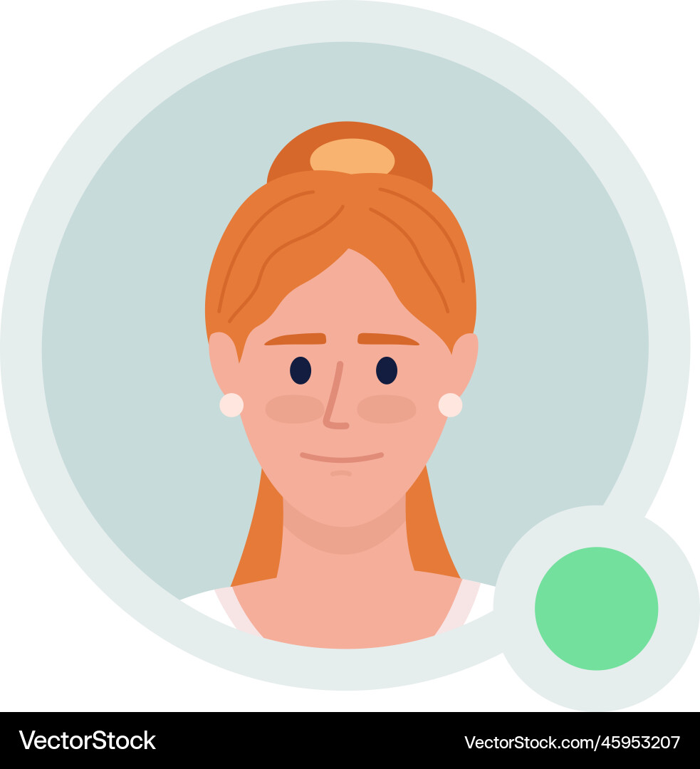 Pretty ginger haired girl flat avatar icon Vector Image