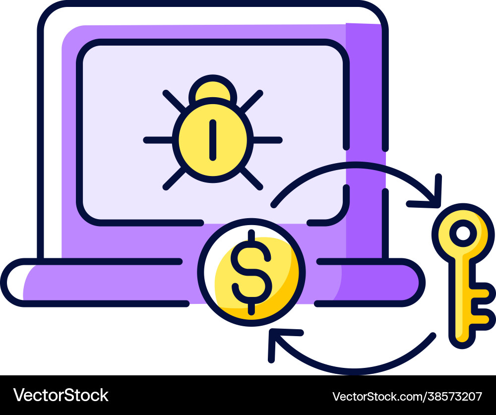 Ransomware purple rgb color icon Royalty Free Vector Image