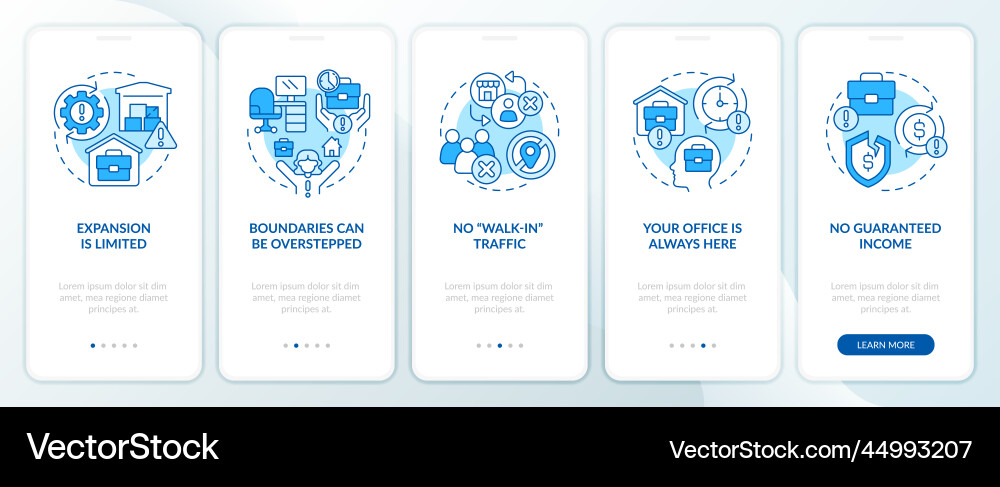 Starting home business caveats blue onboarding Vector Image
