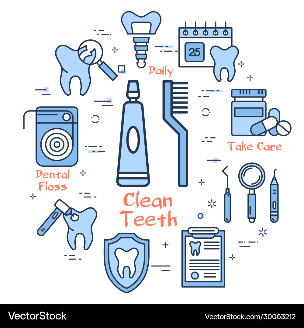 Blue line round concept - clean teeth Royalty Free Vector