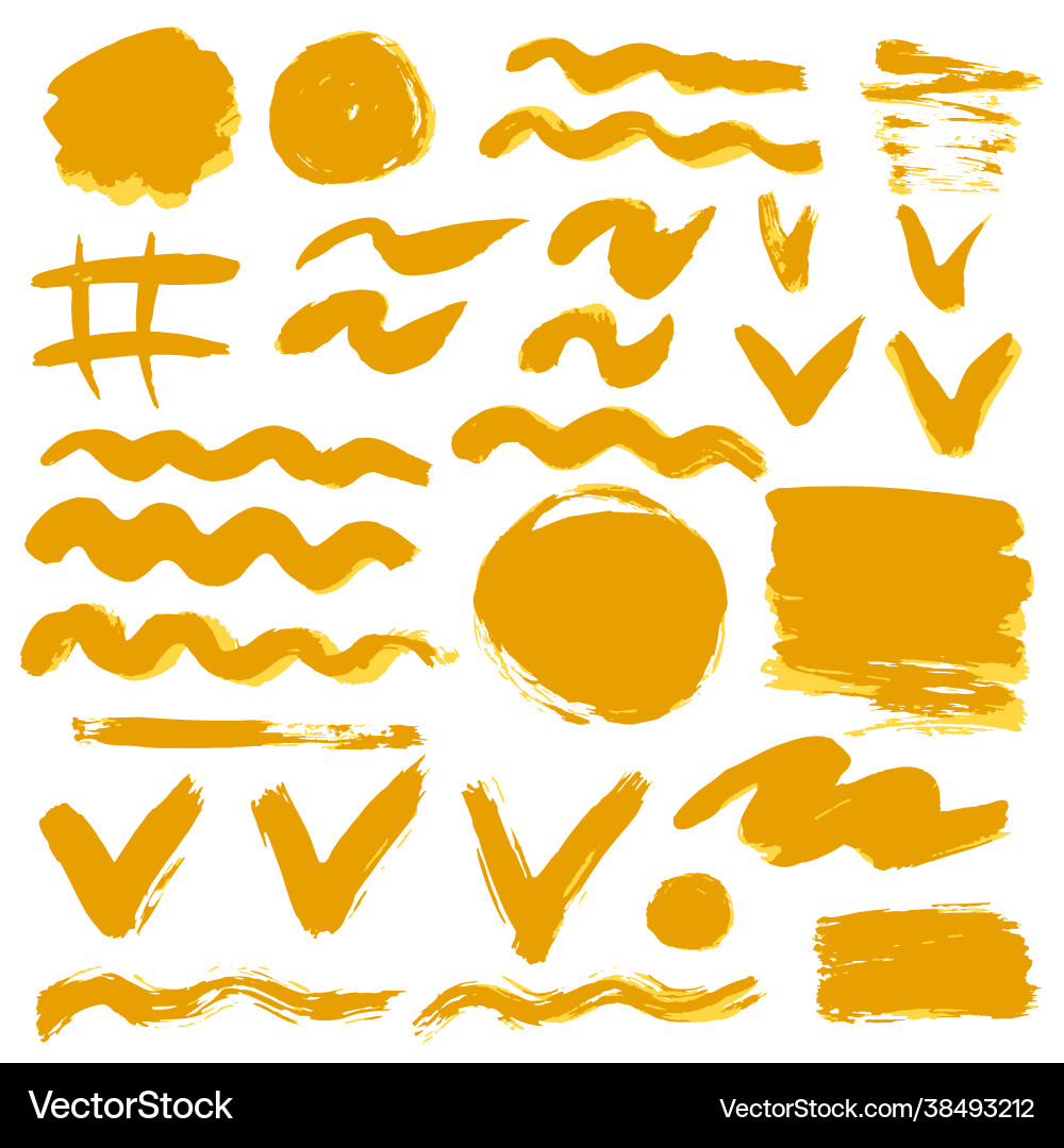Collection ink brush strokes brushes lines Vector Image