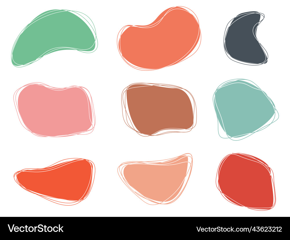 Doodle blob shapes set organic abstract simple Vector Image