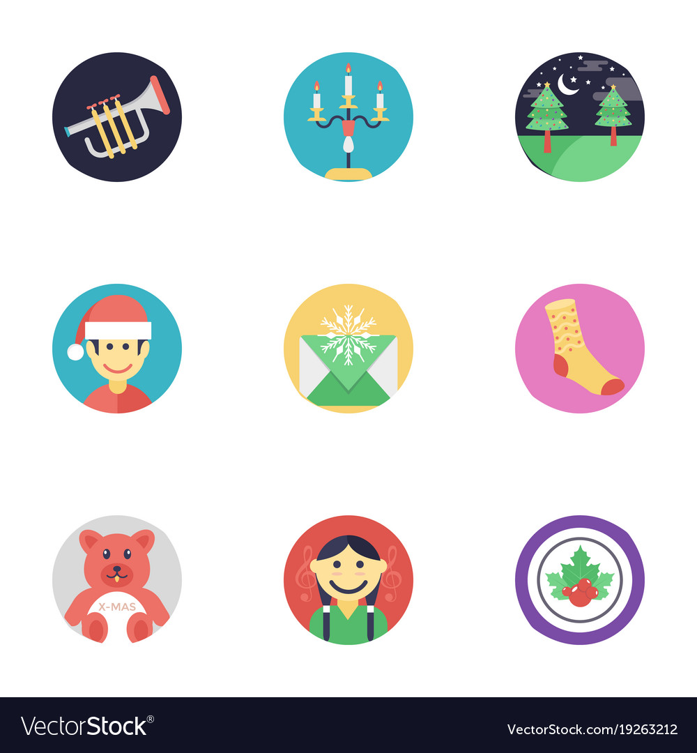 Flat icons set of christmas Royalty Free Vector Image