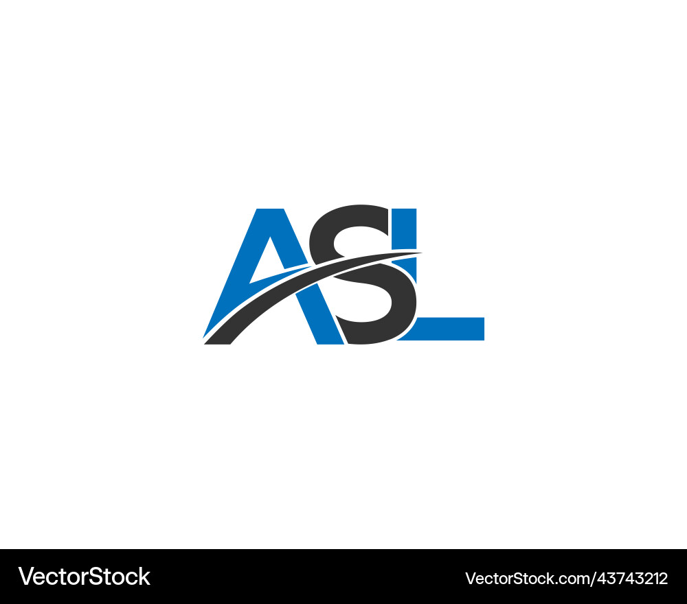 Flat letter asl logo design Royalty Free Vector Image