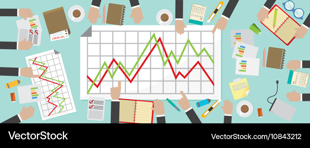 Flat view business meeting table Royalty Free Vector Image