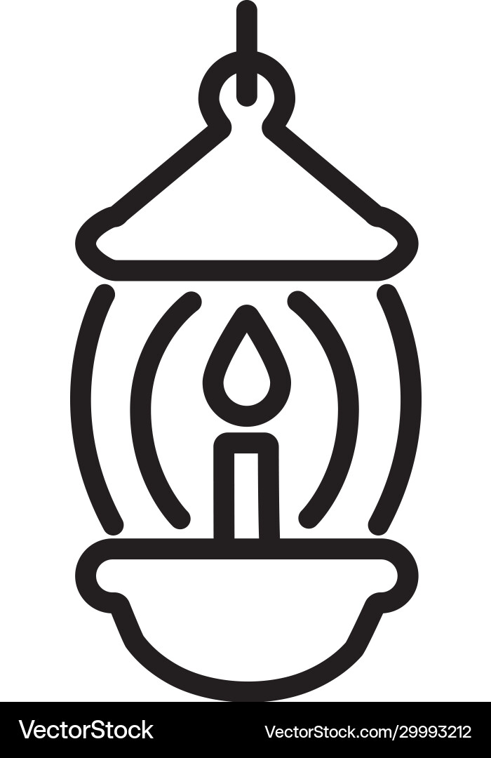 Lamp with candle line style icon Royalty Free Vector Image