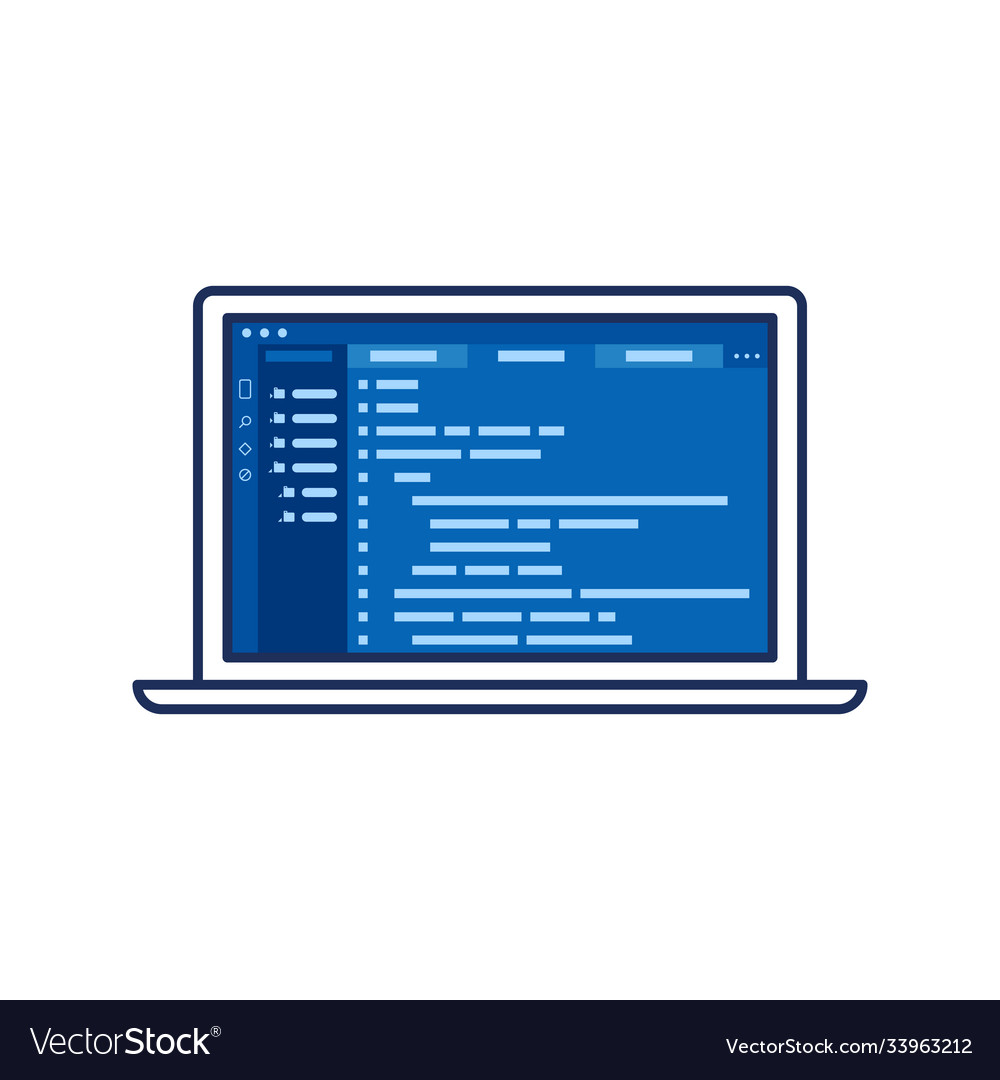 Laptop and program code icon Royalty Free Vector Image