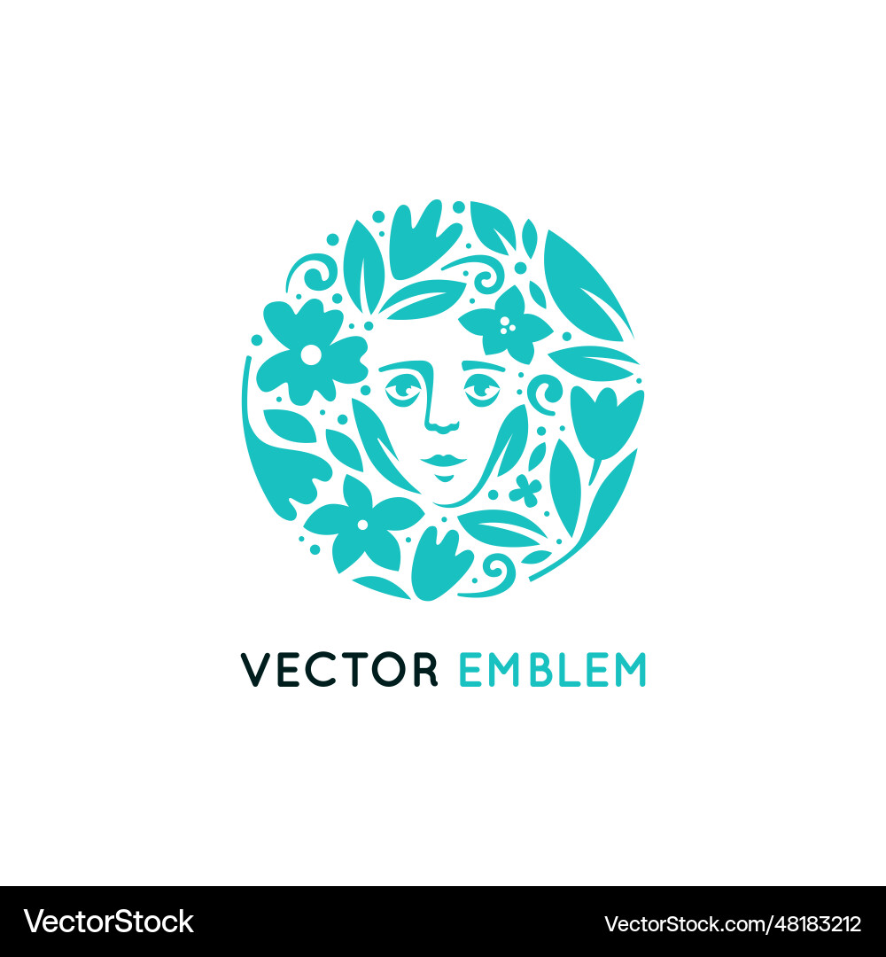 Logo design template with female face Royalty Free Vector