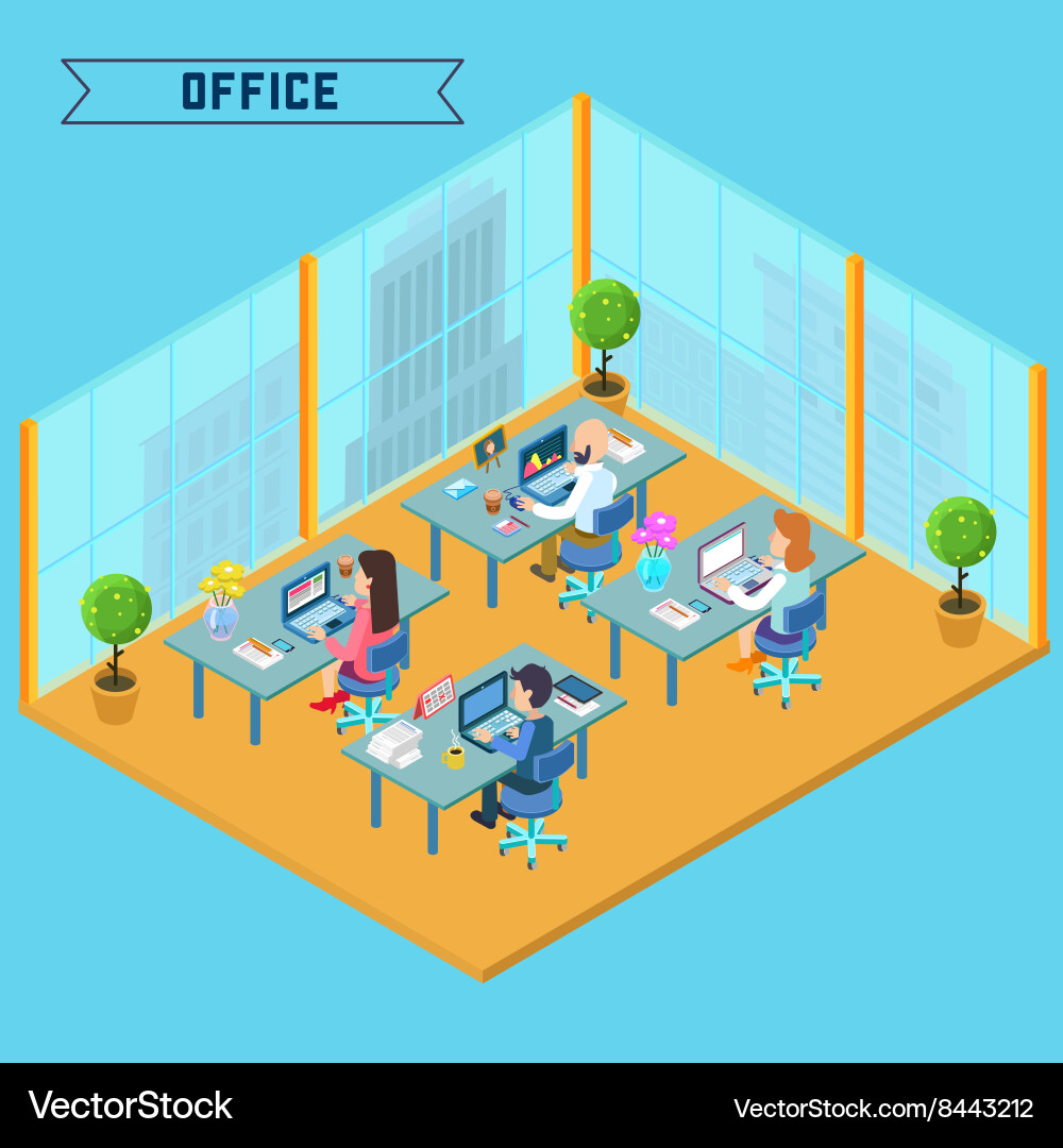 Modern office interior isometric business Vector Image
