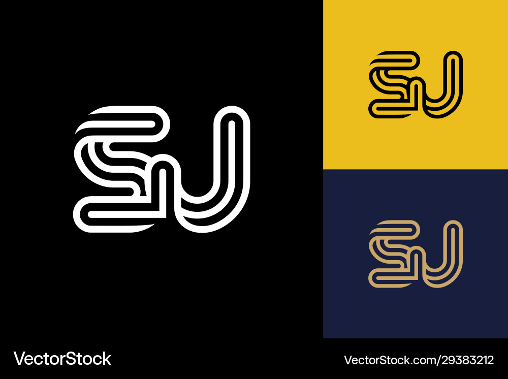 S and j combination lines letter logo creative Vector Image