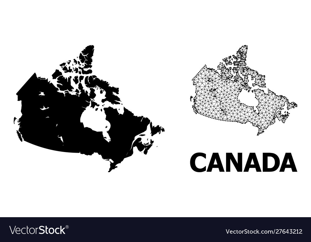 Solid and network map canada Royalty Free Vector Image