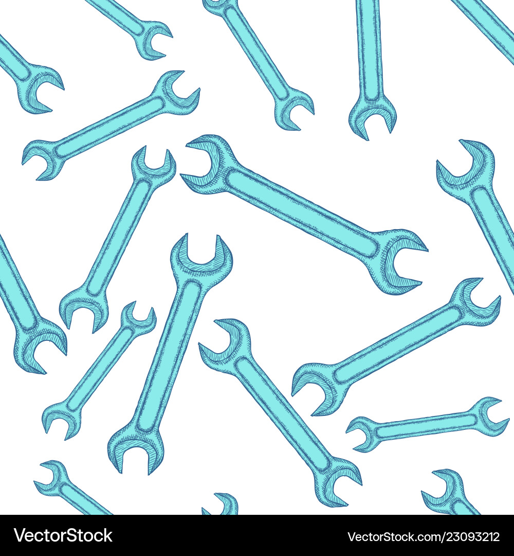 Vintage wrench hand drawn seamless pattern Vector Image