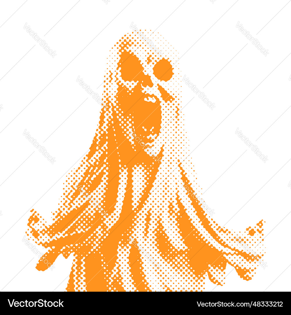 White sheet ghost - halloween halftone dotted Vector Image