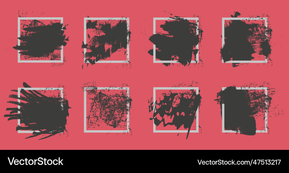 Apply ink to the square frame with a brush black Vector Image