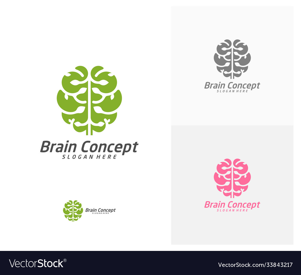 Brain logo design template think idea concept Vector Image