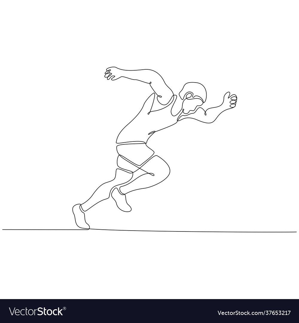 Continuous line drawing runner Royalty Free Vector Image