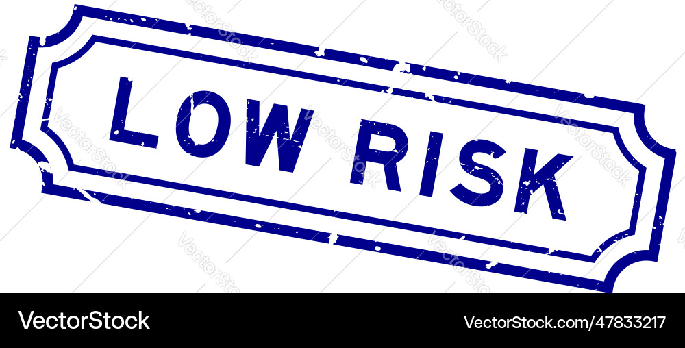 Grunge blue low risk word rubber seal stamp Vector Image