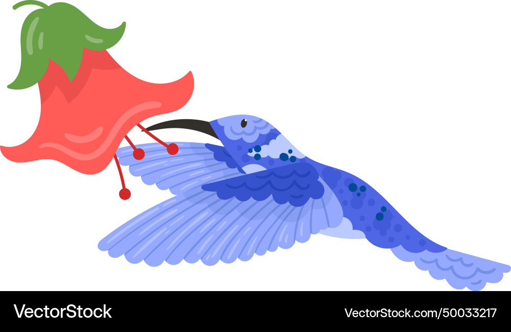 Hummingbird with flower Royalty Free Vector Image