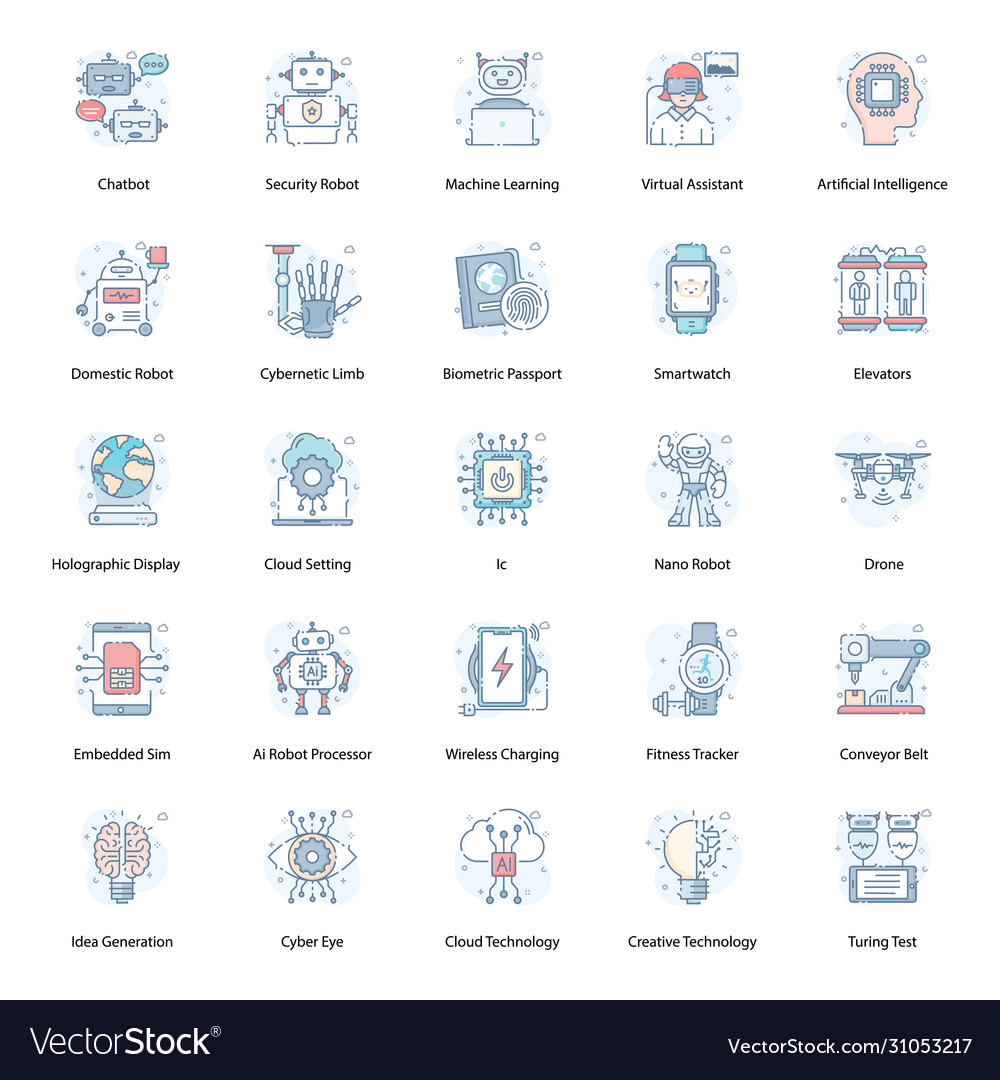 Information technology flat icons pack Royalty Free Vector Information technology flat icons pack Royalty Free Vector