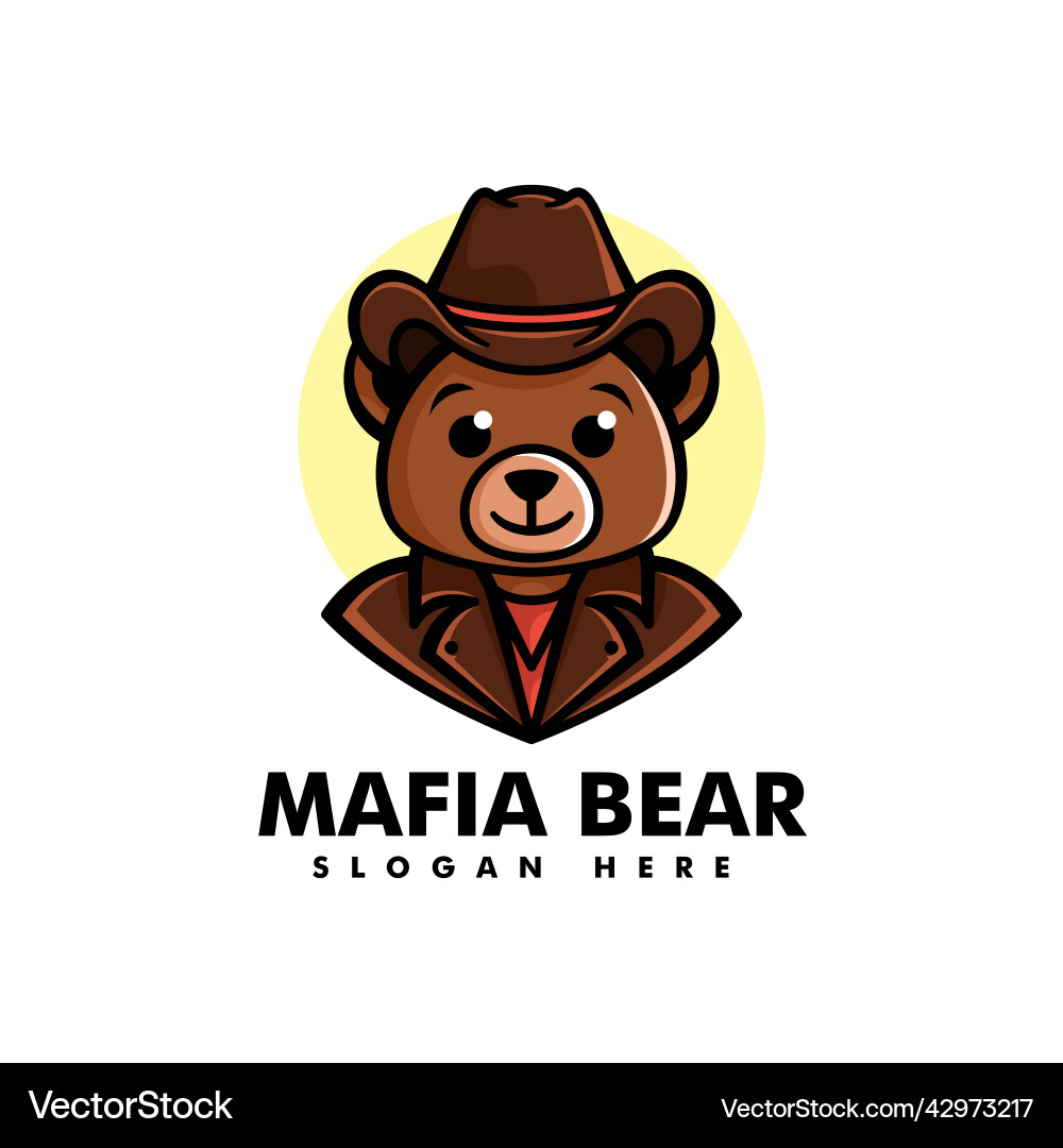 Logo mafia bear mascot cartoon style Royalty Free Vector