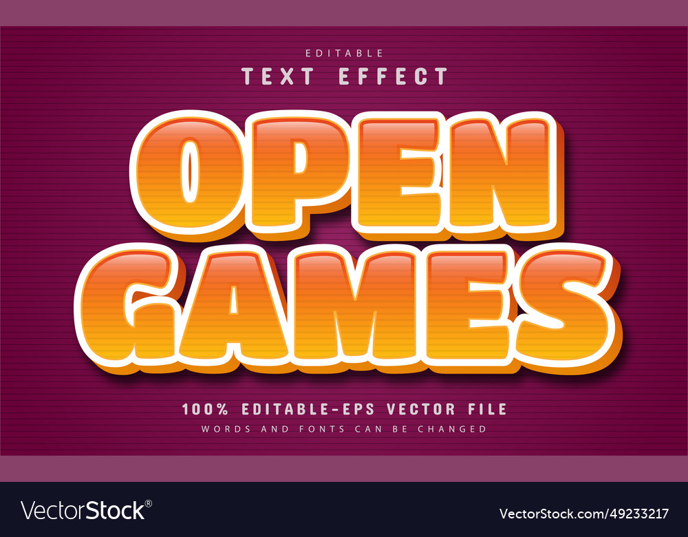 Open games text effect Royalty Free Vector Image