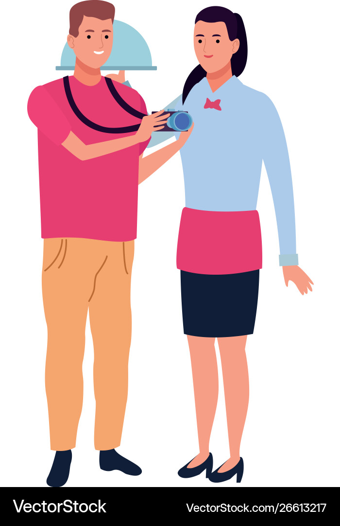 Professionals workers couple smiling cartoons Vector Image