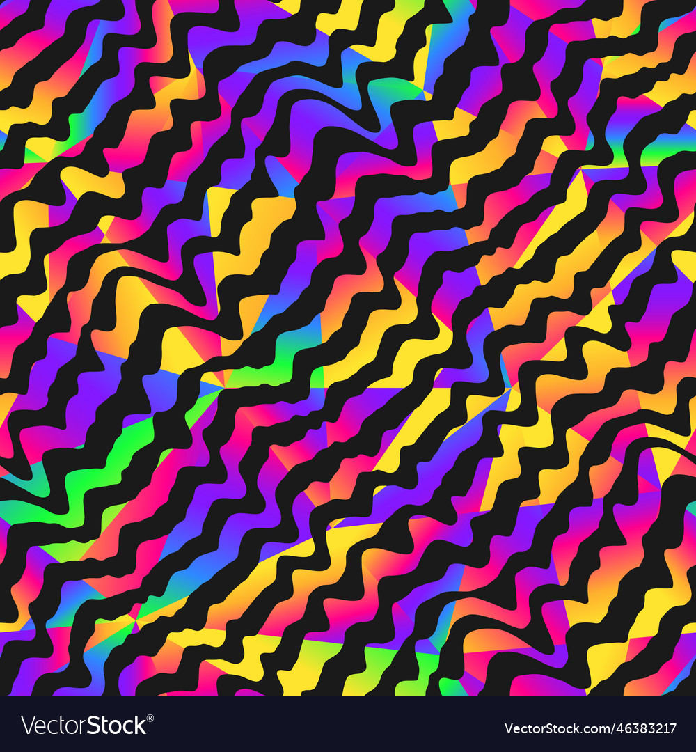 Rainbow gradient wavy lines seamless pattern Vector Image