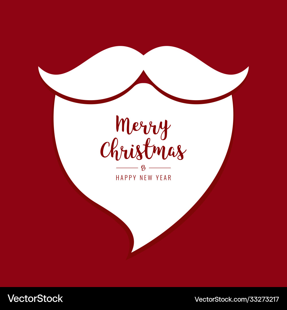 Santa beard white christmas greetings red Vector Image