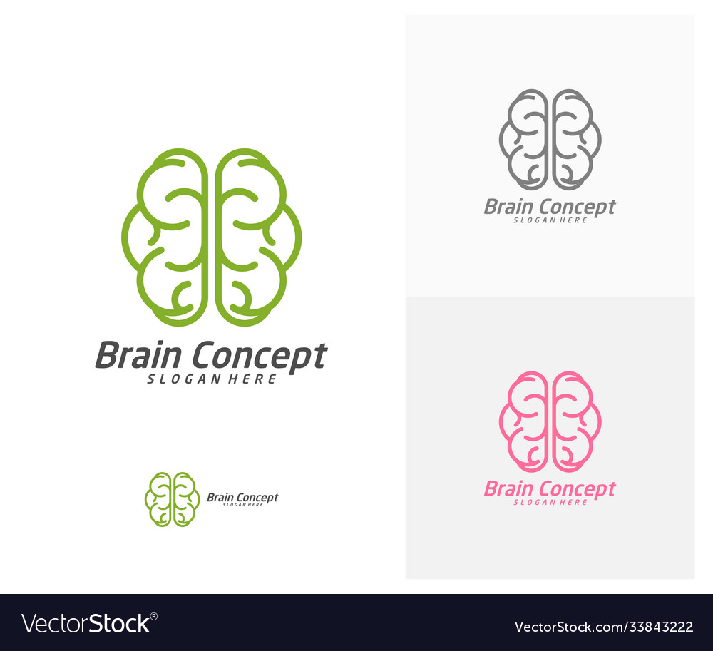 Brain logo design template think idea concept Vector Image
