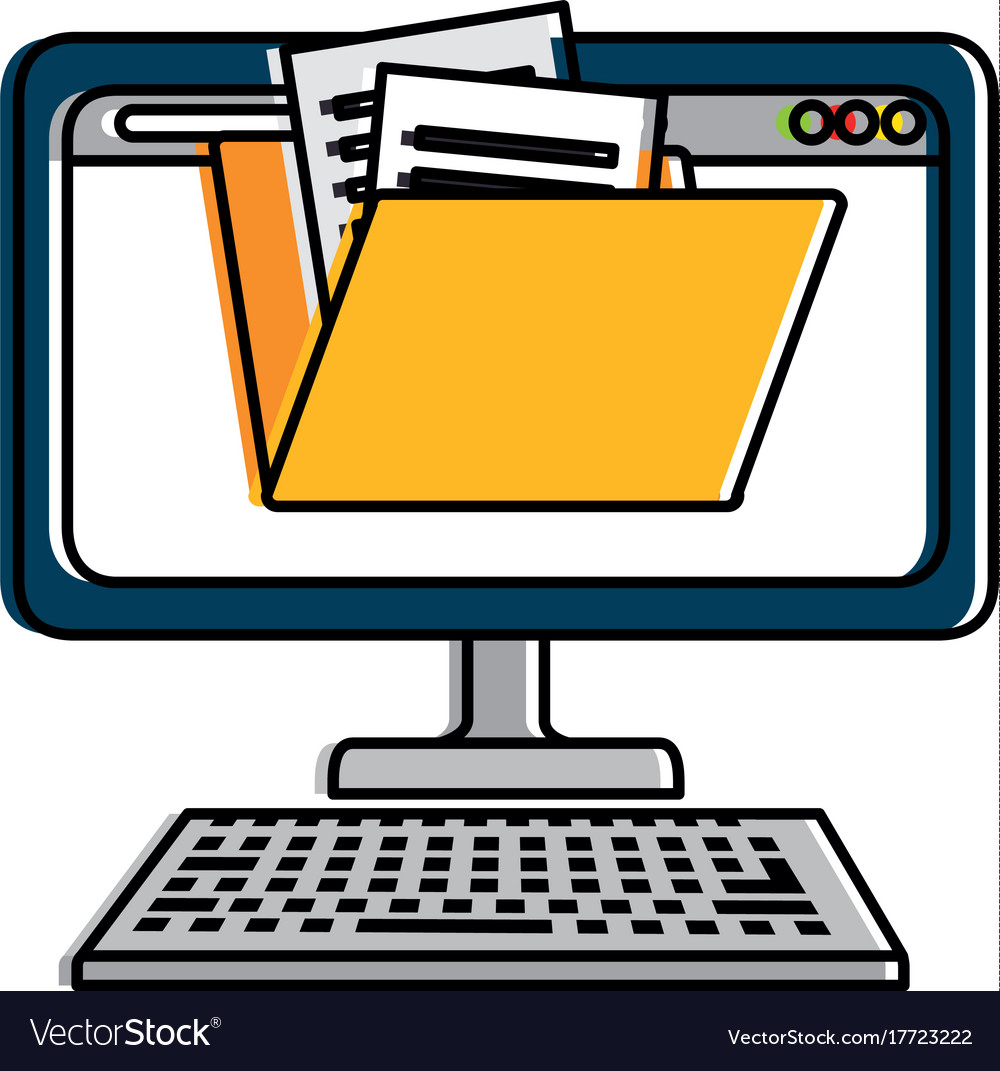 Computer desktop with folder Royalty Free Vector Image
