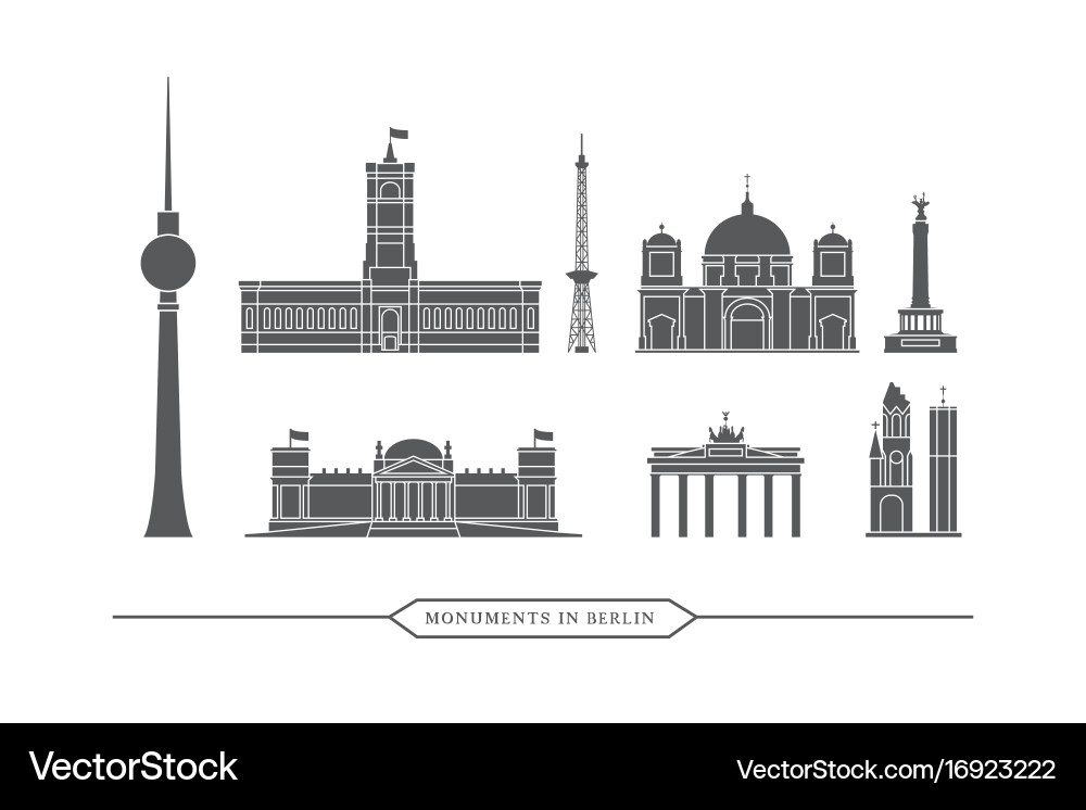 Famous monuments and buildings in berlin - icon Vector Image