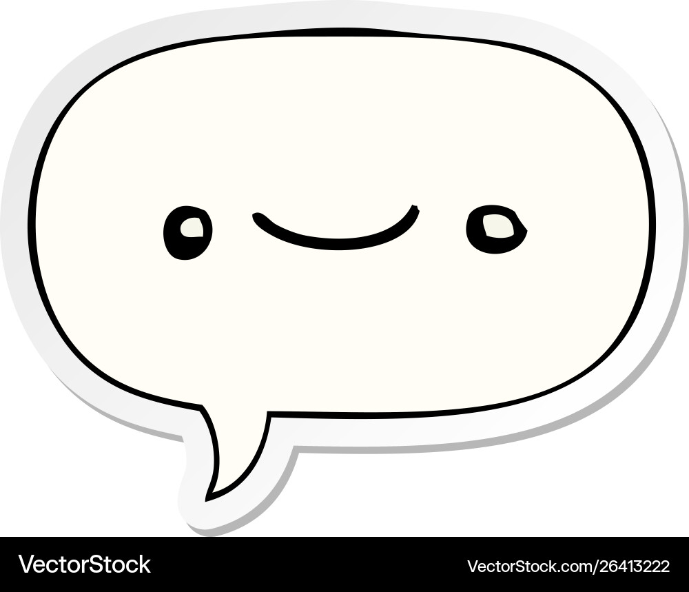 Happy cartoon face and speech bubble sticker Vector Image
