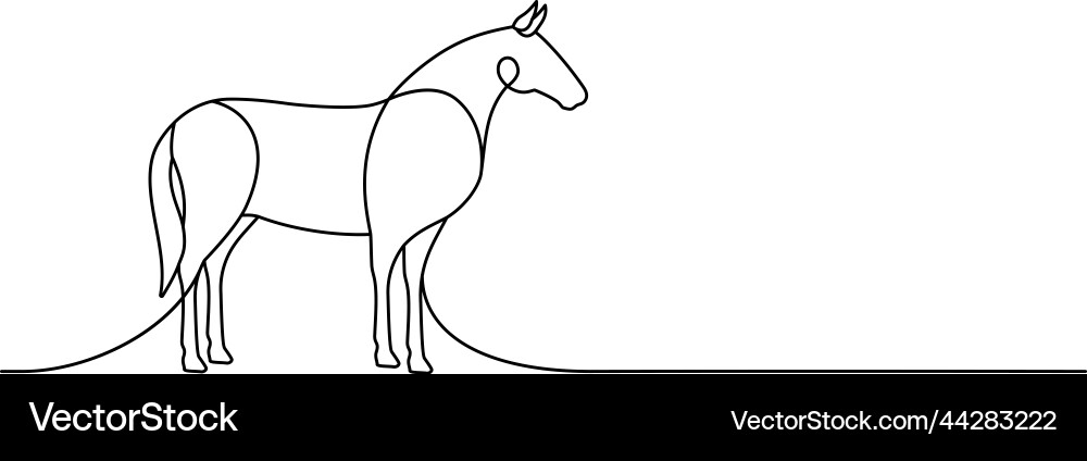 Horse one line continuous drawing symbol Vector Image