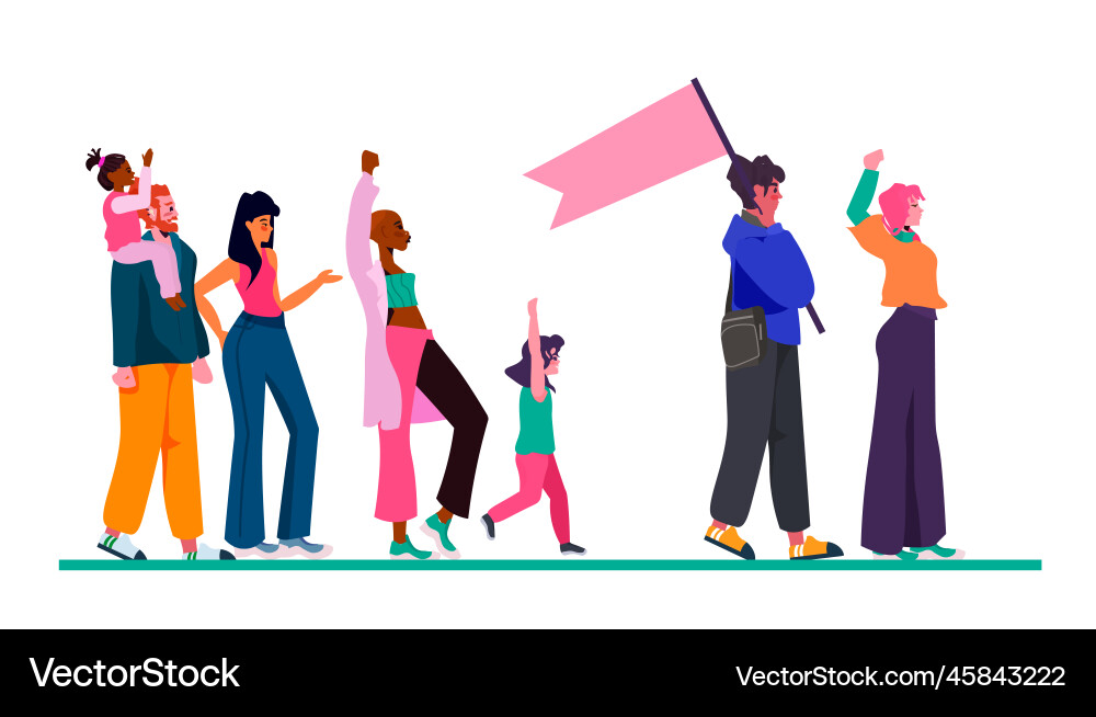Mix race people protesters with blank placard Vector Image