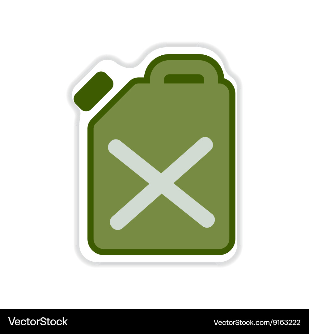 Paper sticker on the white background jerrycan Vector Image