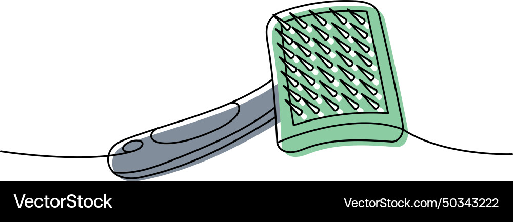 Pet brush fur remover one line colored continuous Vector Image