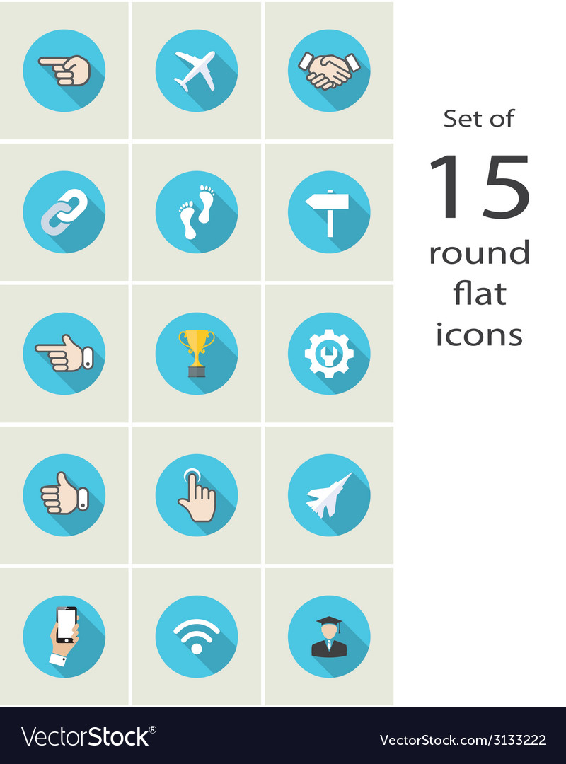 Round flat icons Royalty Free Vector Image - VectorStock