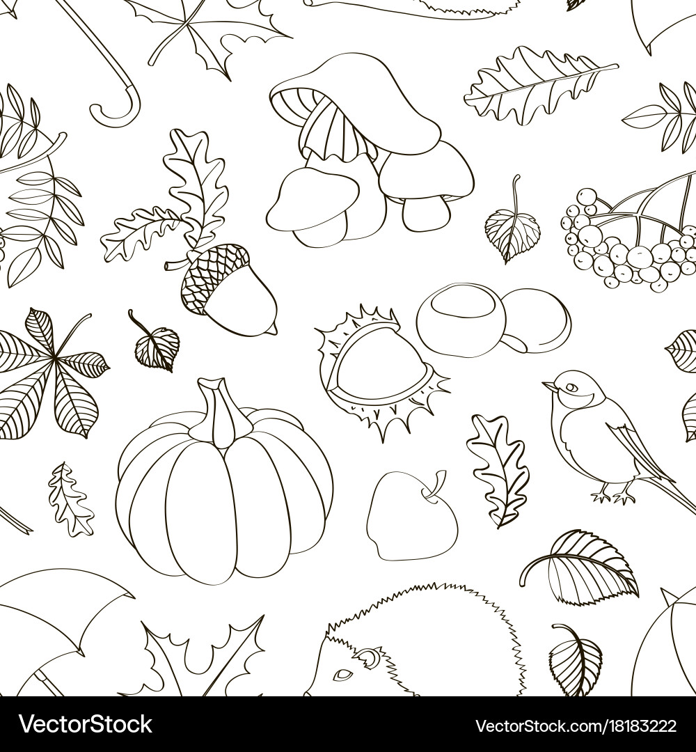 Set of autumn symbols pattern Royalty Free Vector Image